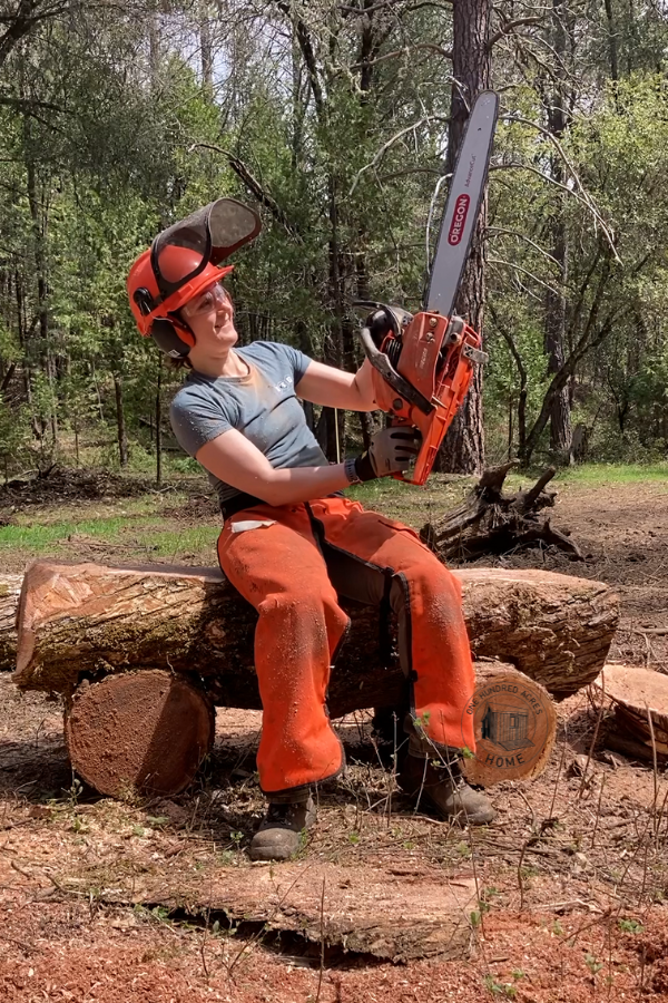 How to DIY a Quick Chainsaw Log Bench - One Hundred Acres Home